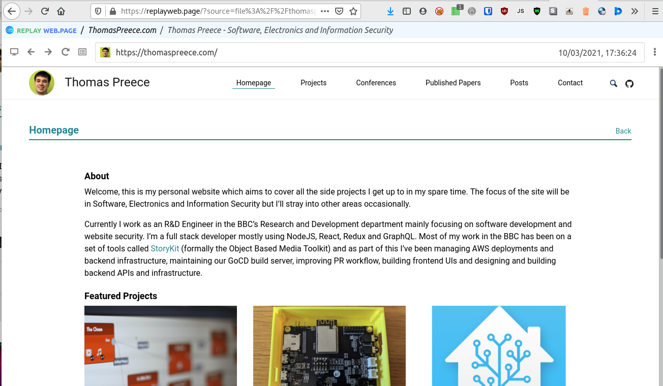 Web Archiving: Playback Tools - Thomas Preece